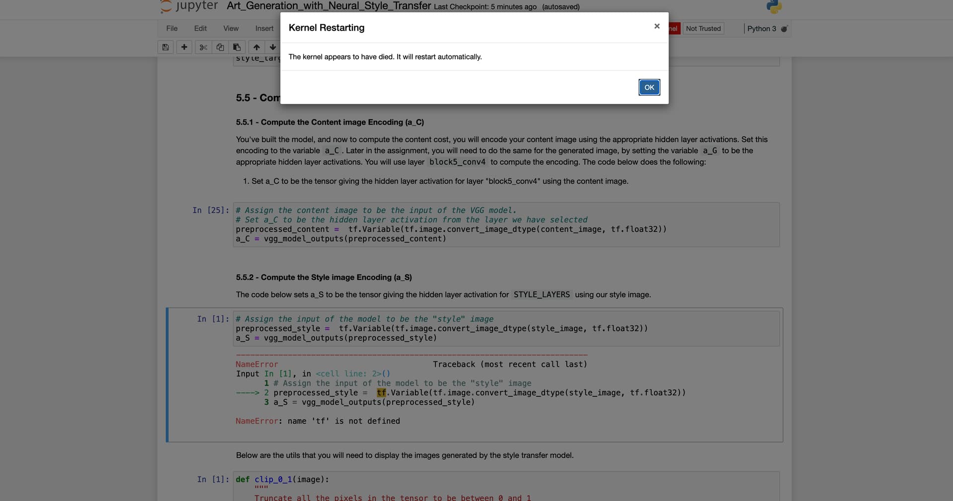 C4 Wk4 - NST - Kernel keeps dying - Convolutional Neural Networks ... C4 Wk4 - NST - Kernel keeps dying - Convolutional Neural Networks ...