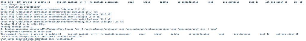 Docker Image creation failed due to non-zero code:100 - Docker Hub ... Docker Image creation failed due to non-zero code:100 - Docker Hub ...