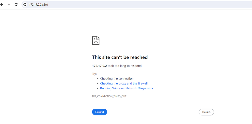 Unable to connect to the Docker Container from the host browser on ... Unable to connect to the Docker Container from the host browser on ...