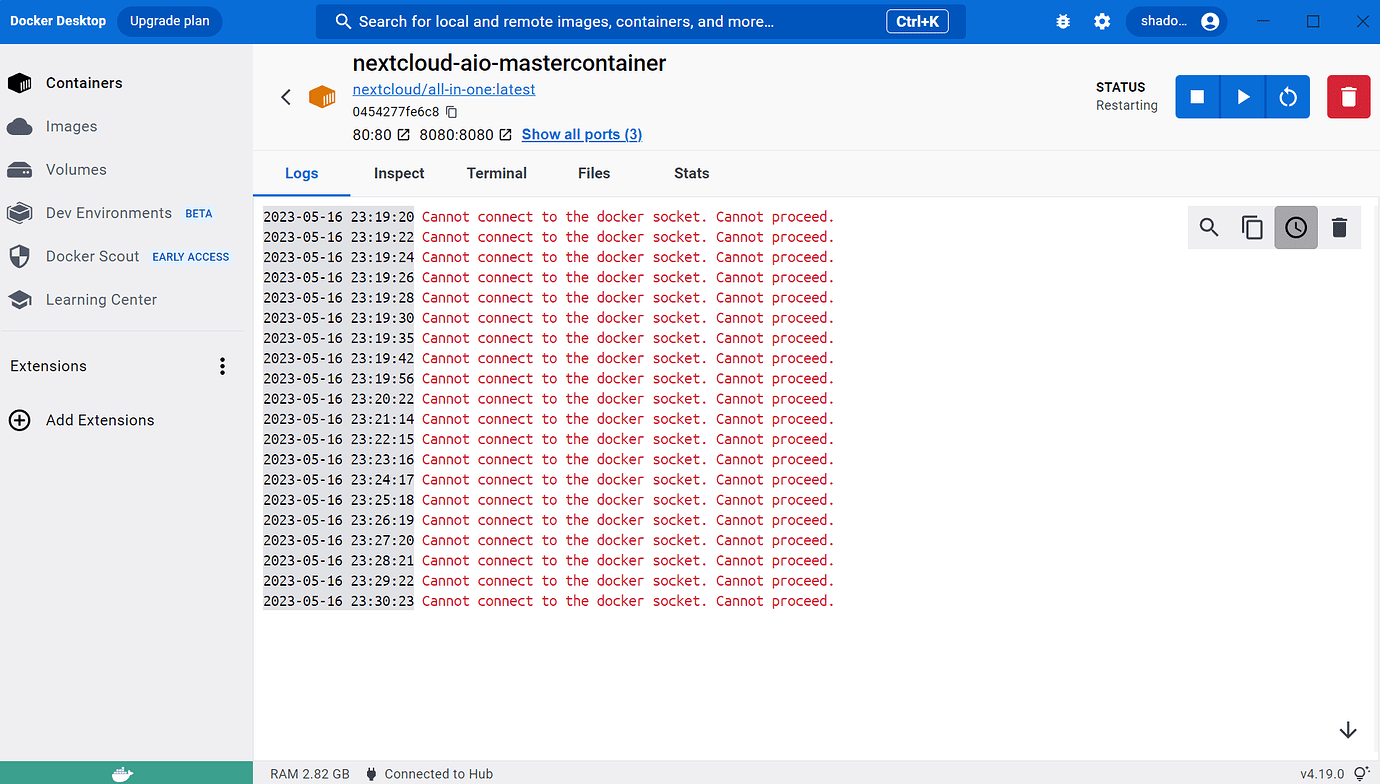 Docker Desktop for Windows - Cannot connect to the docker socket ... Docker Desktop for Windows - Cannot connect to the docker socket ...
