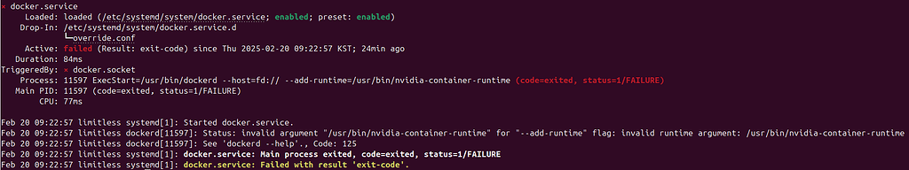 Docker.service: inactive (status=1/FAILURE) - General - Docker Community Forums