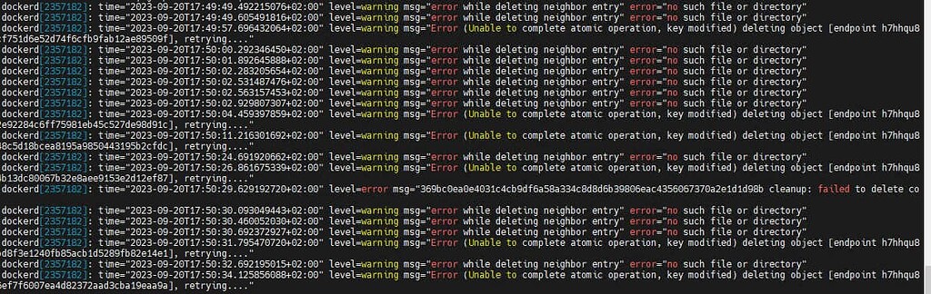 Error While Deleting Neighbor Entry Errorno Such File Or Directory General Docker