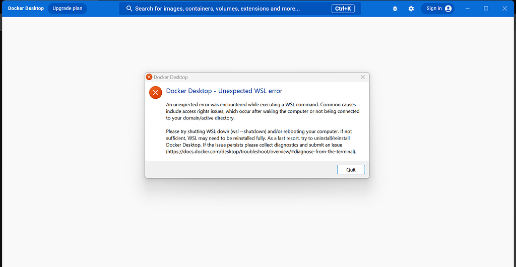 An Unexpected Error Was Encountered While Executing A WSL Command