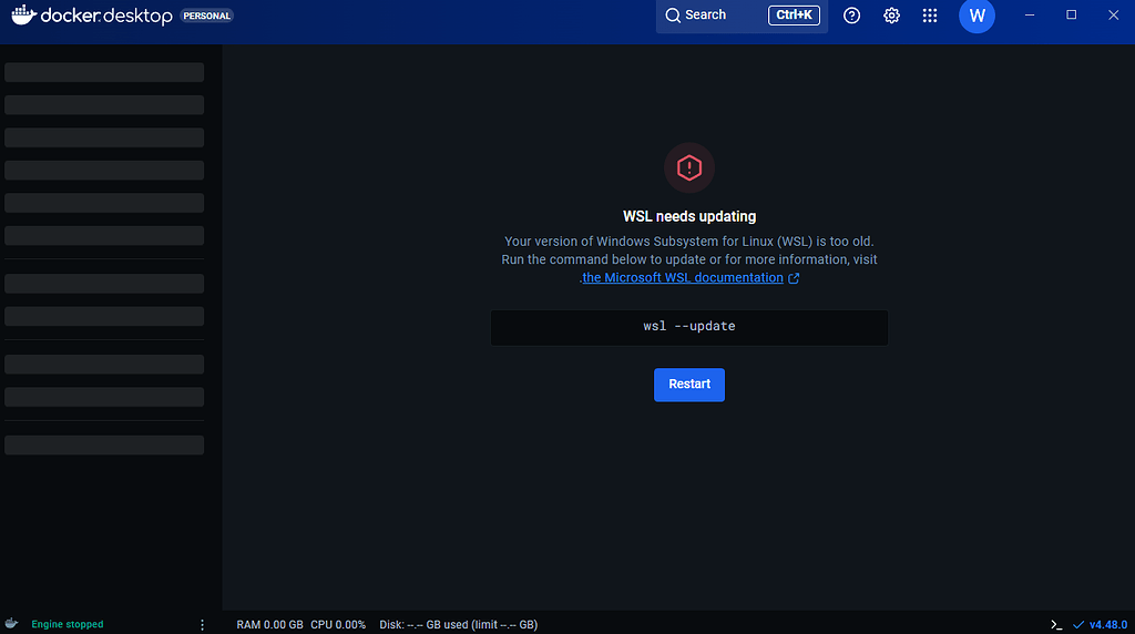 Docker desktop needing WSL update when it's already up to date - Docker Desktop - Docker ...