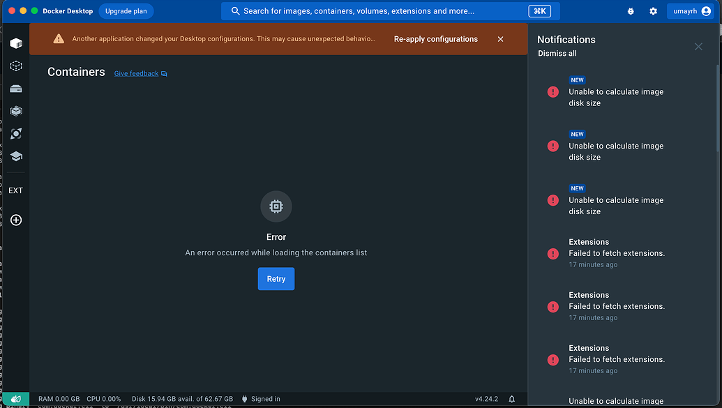 Docker Desktop On Mac Unable To Calculate Image Disk Size Docker Desktop Docker Community 