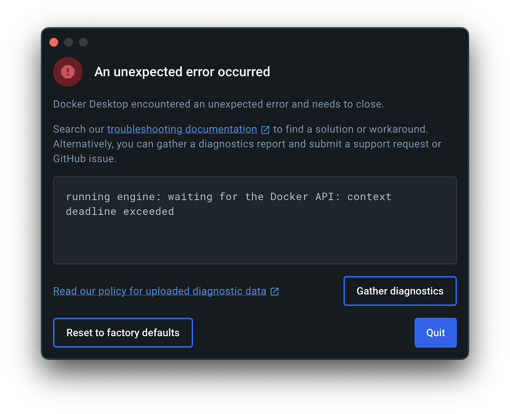 Docker Engine failed to start after run ios simulation - Docker Desktop ... Docker Engine failed to start after run ios simulation - Docker Desktop ...