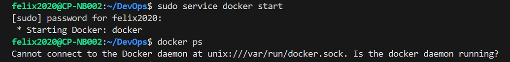WSL - Cannot connect to the Docker daemon at unix:///var/run/docker.sock. Is the docker daemon ...