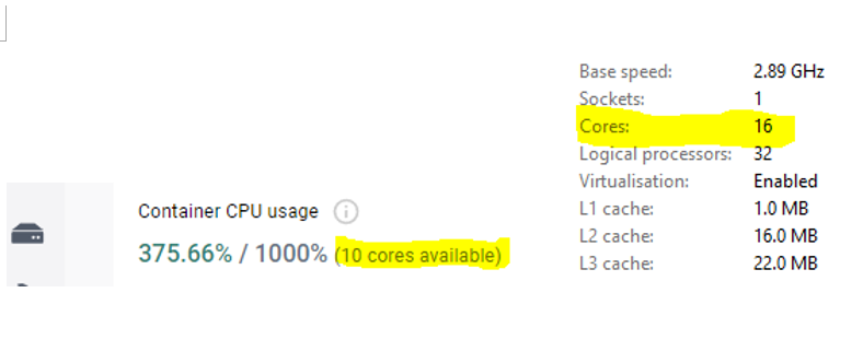 How To Increase The Number Of Cores Available Docker Desktop Docker Community Forums