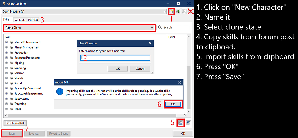 Pyfa Character Editor - Day 1 Newbro and Maxed Alpha Skill Lists ...