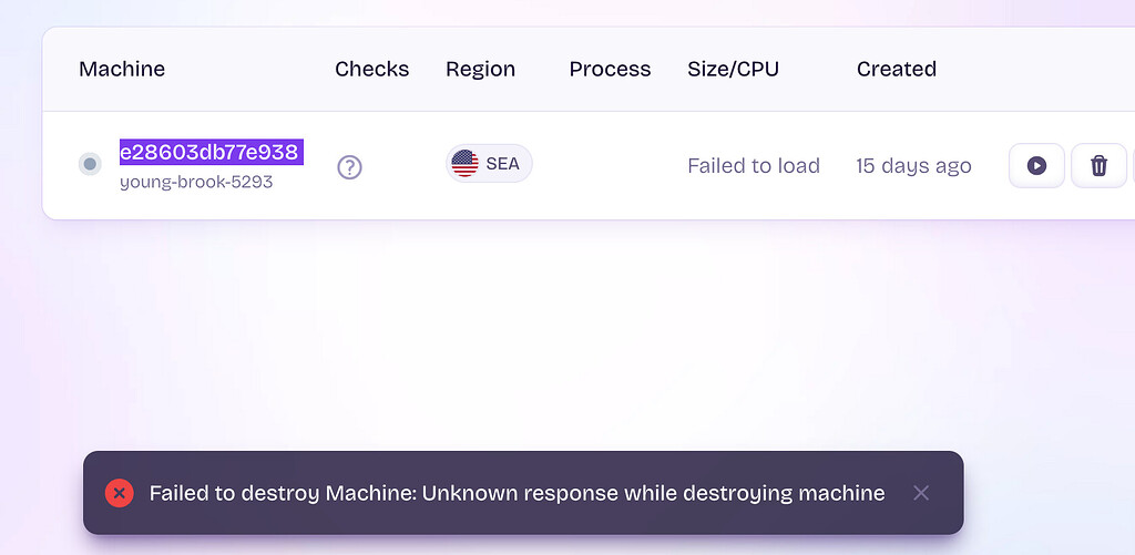 Cannot deploy app, machine not found, cannot destroy machine either ... Cannot deploy app, machine not found, cannot destroy machine either ...