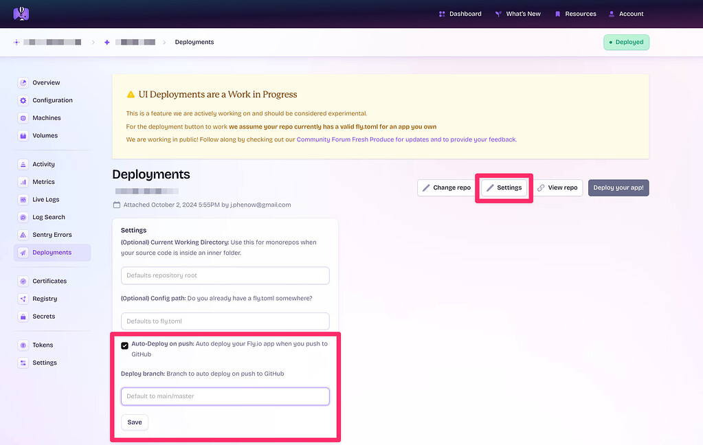 Auto-deploy on push to GitHub - Fresh Produce - Fly.io
