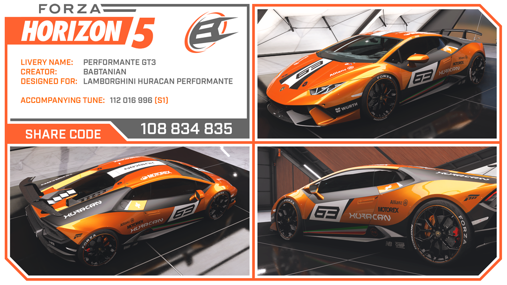 New GT3 Racing Livery for the Huracan Performante (+ S1 Tune) - Paint ...