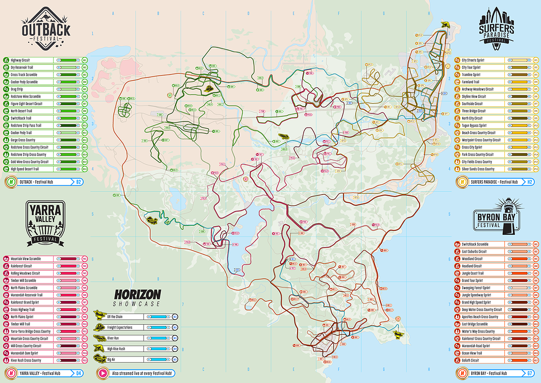 Horizon Festival Route Map - A real-life map of Forza Horizon 3's ...