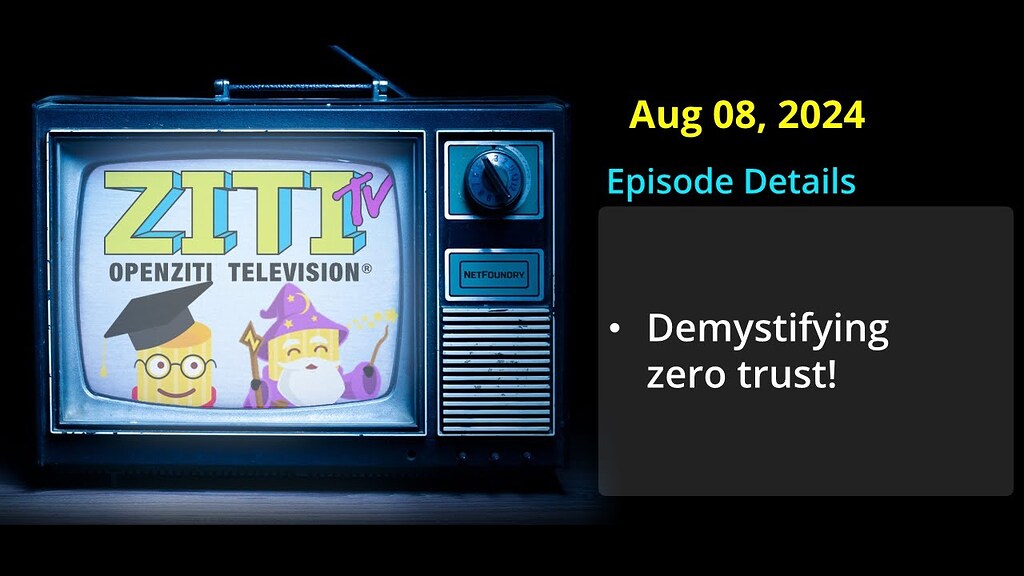 Ziti TV Aug 08 2024 - Demystifying Zero Trust at 11AM ET - Ziti TV ...