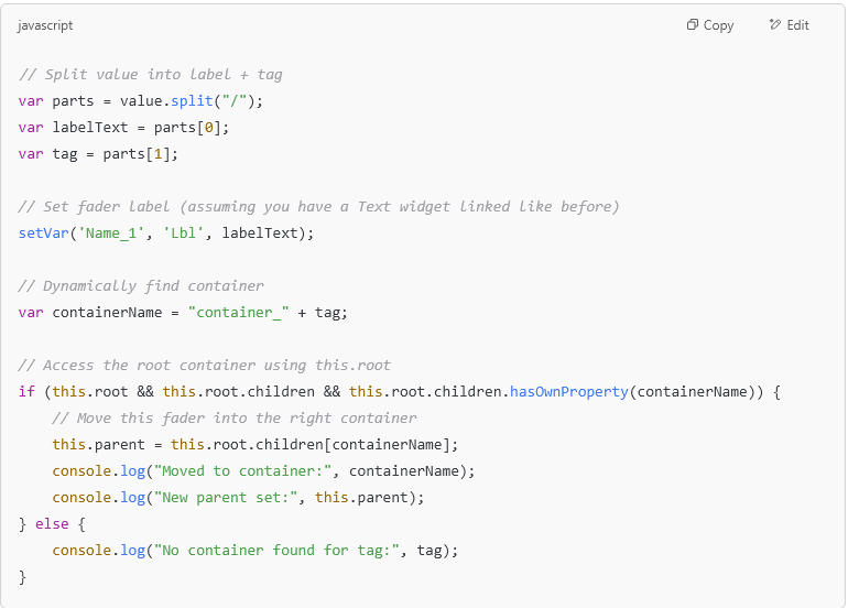 Is there a way to move a fader dynamically into a panel via scripting ... Is there a way to move a fader dynamically into a panel via scripting ...