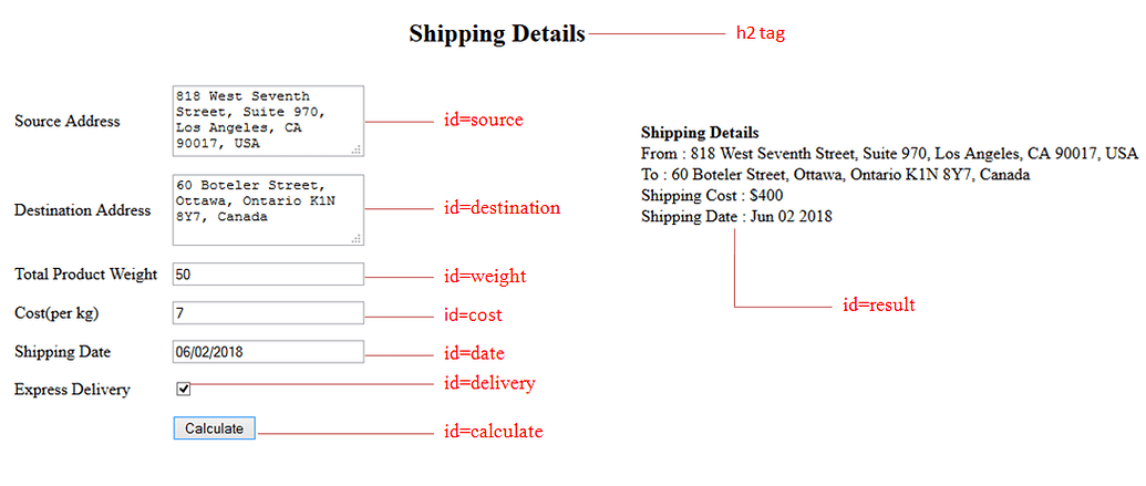 Please help on printing shipping details as per the form - JavaScript ...