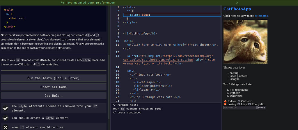 Can't finish second exercise CSS - HTML-CSS - The freeCodeCamp Forum