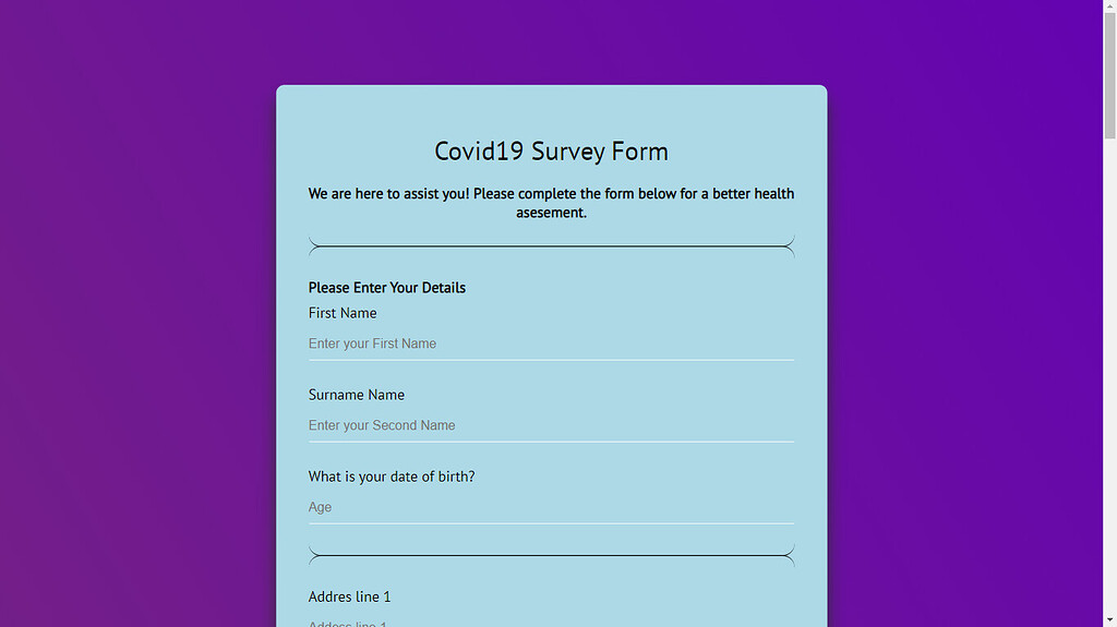 Covid 19 Survey Form - Code Feedback - The freeCodeCamp Forum