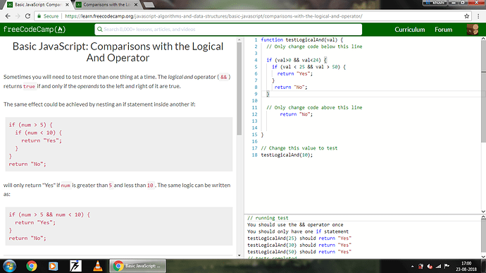 Comparisons with the Logical And Operator helpview - JavaScript - The freeCodeCamp Forum