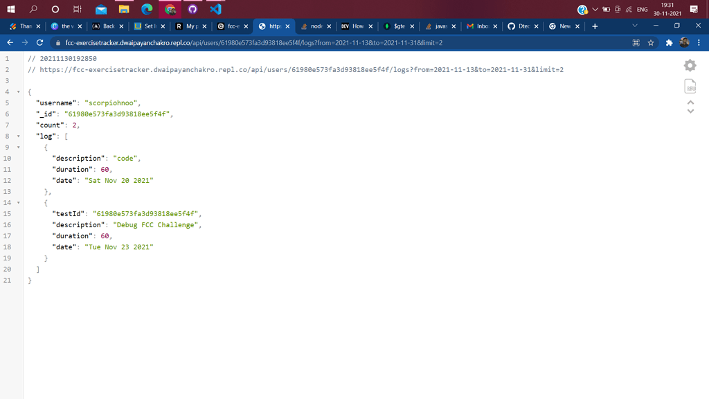 Exercise Tracker Last Test Failing Javascript The Freecodecamp Forum 8098