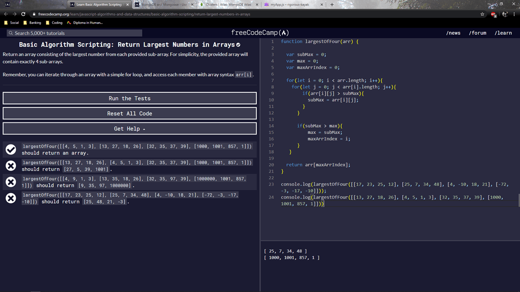 Basic Algorithm Scripting Return Largest Numbers In Arrays JavaScript The FreeCodeCamp Forum