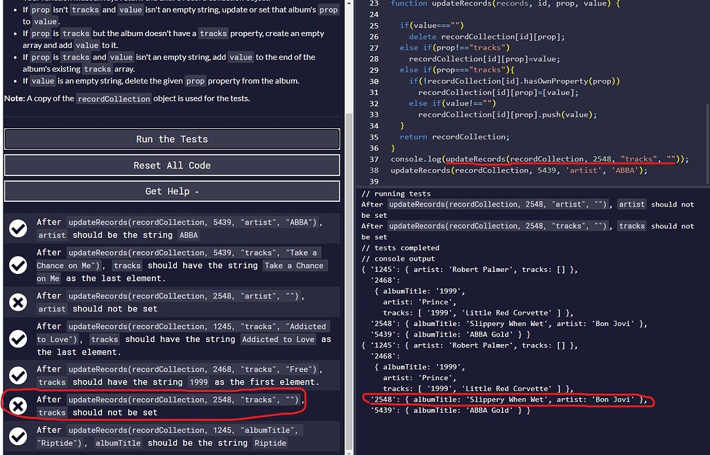 Problem With Record Collection Of Basic Javascript Course Javascript The Freecodecamp Forum