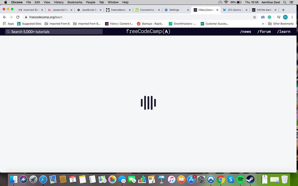 Infinite loading page when I try to do my courses - freeCodeCamp Support - The freeCodeCamp Forum
