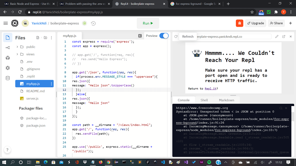 Problem With Passing The Env Exercise On Basic Node And Express Module Javascript The