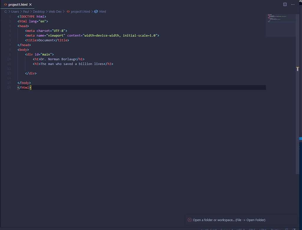 Live Server displaying Open a folder or workplace? - The freeCodeCamp Forum