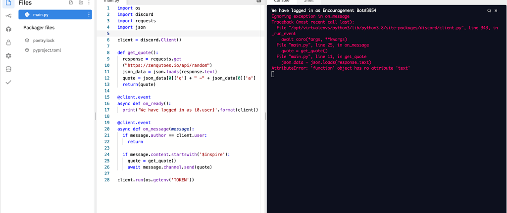 Creating A Discord Bot Help Python The Freecodecamp Forum