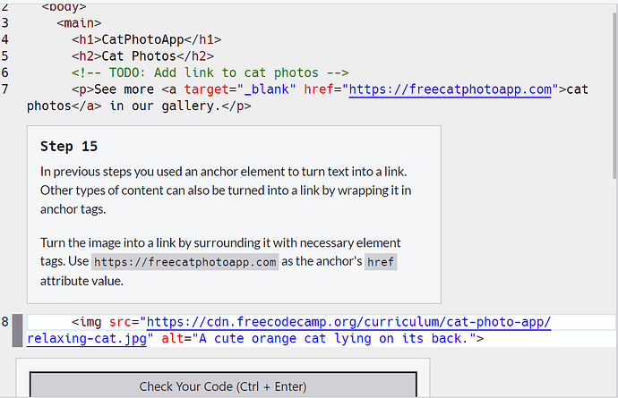 Learn HTML By Building A Cat Photo App Step 15 HTML CSS The FreeCodeCamp Forum