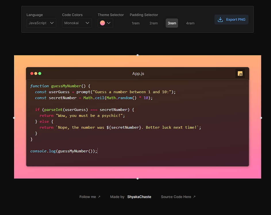 Code to Image - Transform Your Code into Awesome Visuals! - JavaScript ...