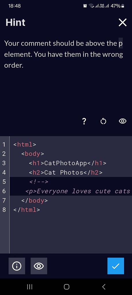 Learn HTML by Building a Cat Photo App - Step 4 - HTML-CSS - The freeCodeCamp Forum