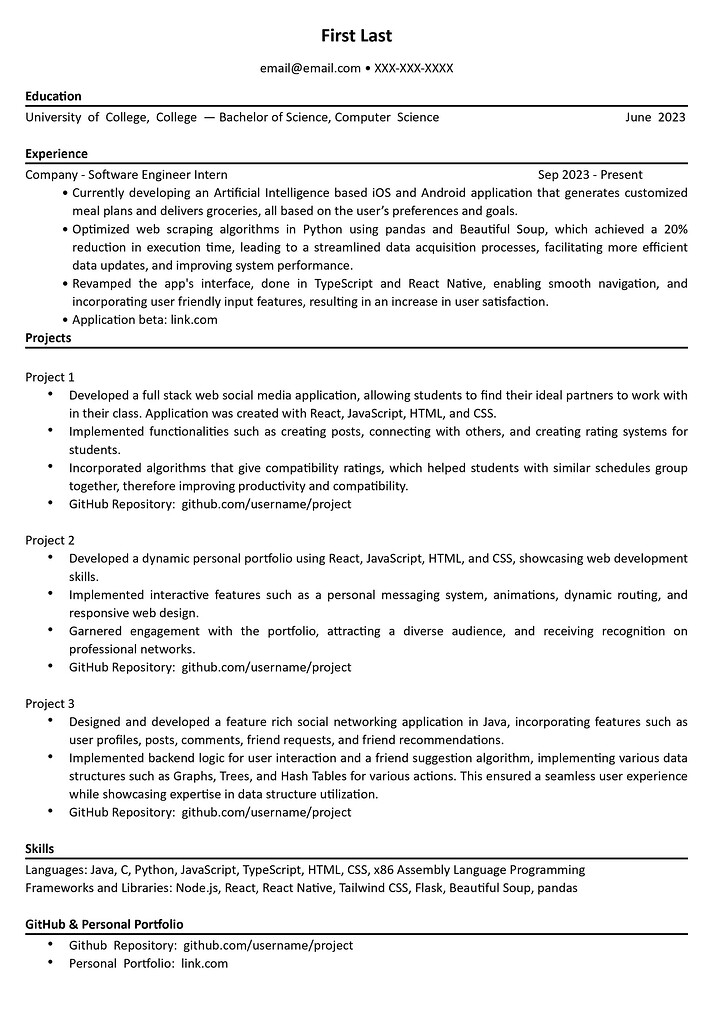 SWE Resume Review - Career Advice - The freeCodeCamp Forum
