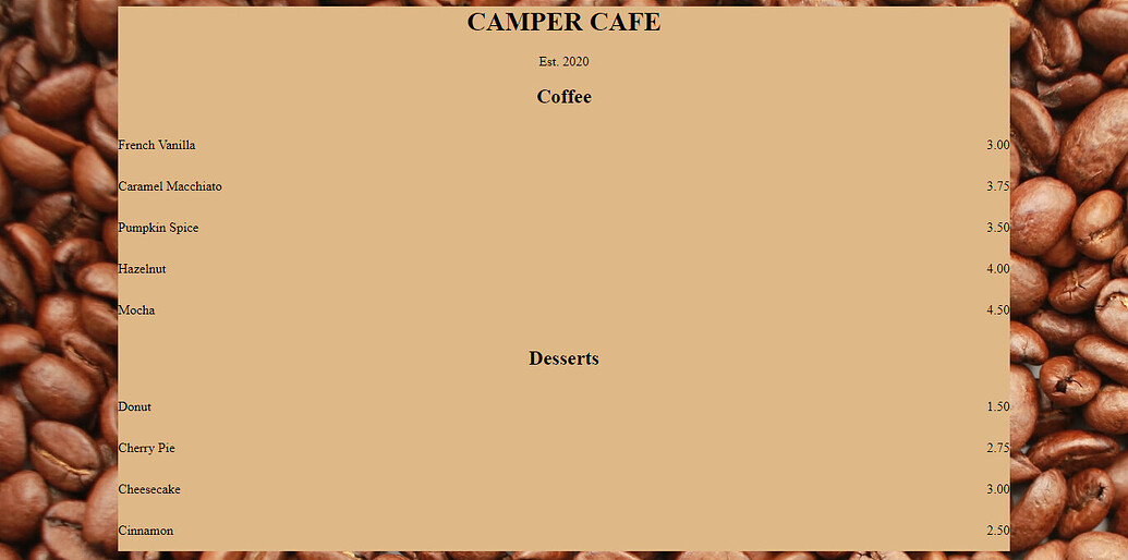 Learn Basic CSS by Building a Cafe Menu - Step 52 - HTML-CSS - The ...
