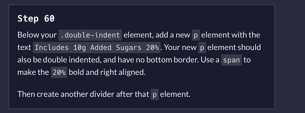 Step 60 Learn Typography by Building a Nutrition Label - HTML-CSS - The ...