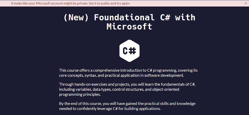 Trophy Claim Error - Microsoft Account Visibility - freeCodeCamp ...