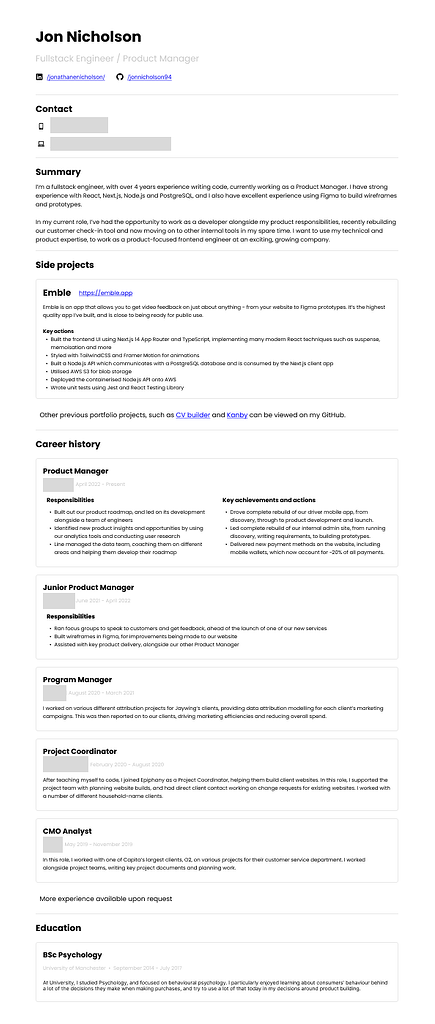 Product manager pursuing dev career change - any feedback / advice ...