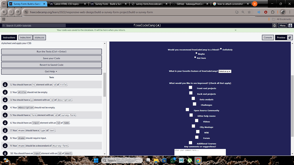 Survey Form - Build a Survey Form - HTML-CSS - The freeCodeCamp Forum