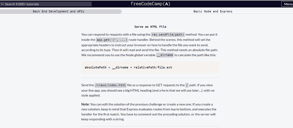 Основи Node та Express - Робота з файлами у форматі HTML - JavaScript - The freeCodeCamp Forum