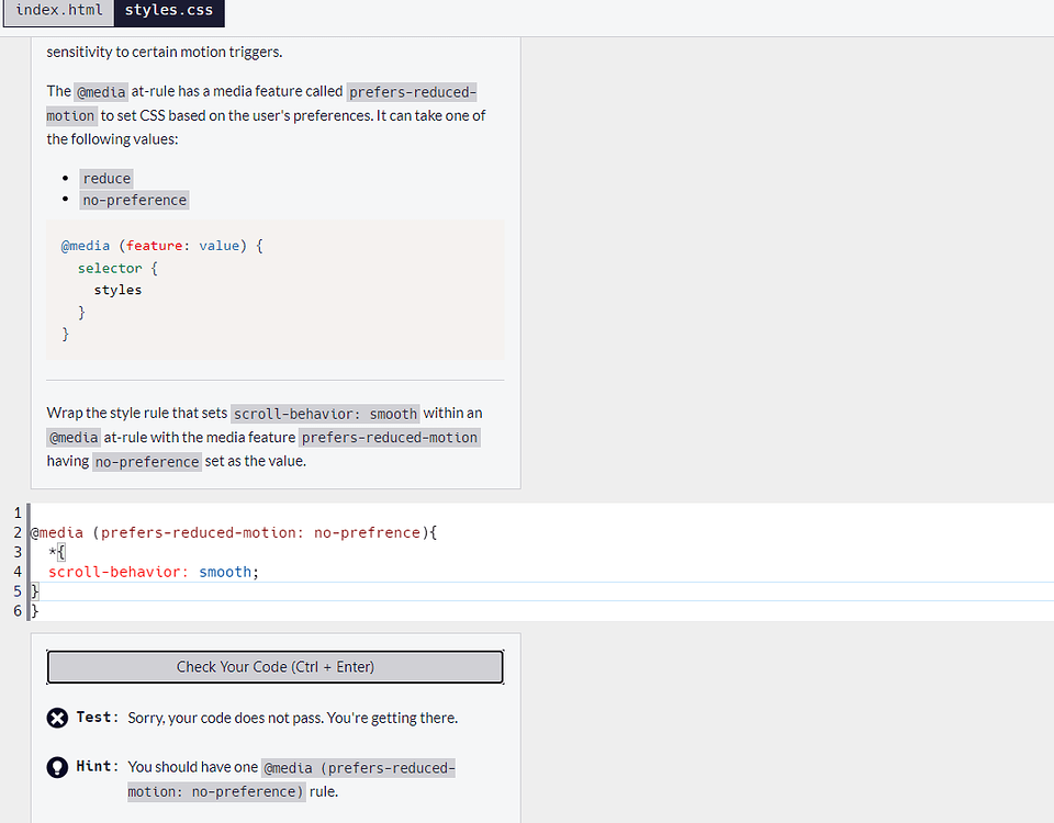 Learn Accessibility By Building A Quiz Step 67 Html Css The Freecodecamp Forum