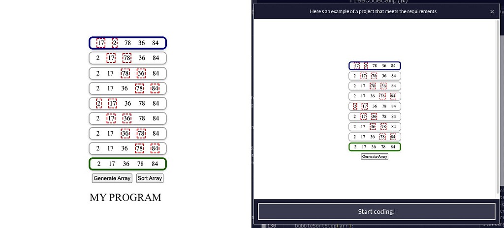 Build a Sorting Visualizer - Step 19 - JavaScript - The freeCodeCamp Forum