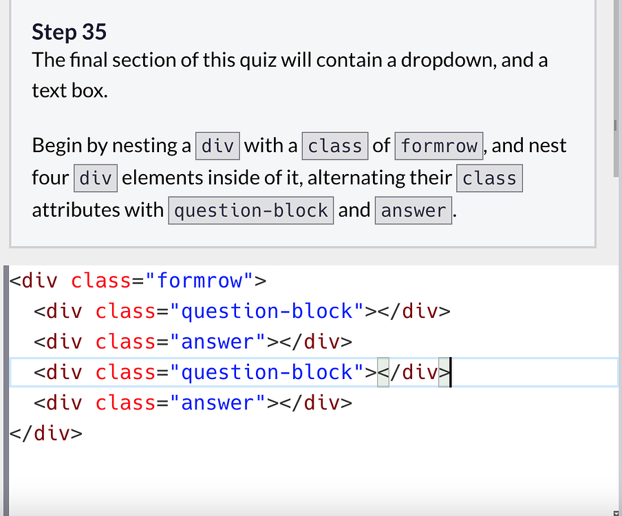 Learn Accessibility by Building a Quiz - Step 35 - HTML-CSS - The ...