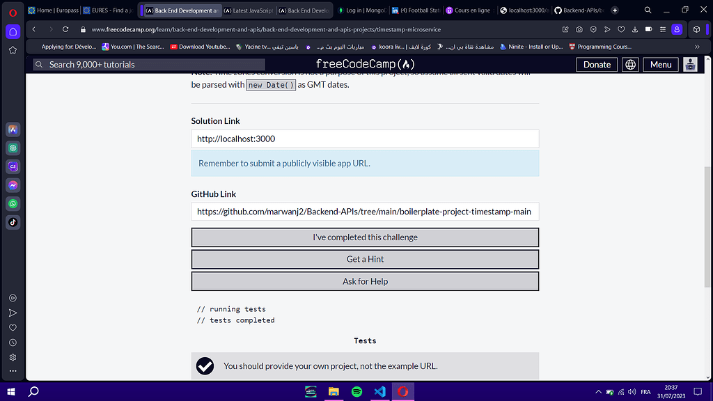 Back End Development And Apis Projects Timestamp Microservice Javascript The Freecodecamp