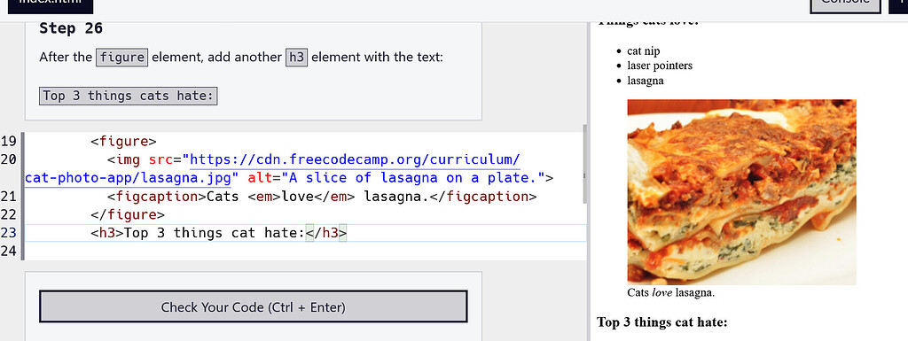 Step 26 Curriculum Error Html Css The Freecodecamp Forum