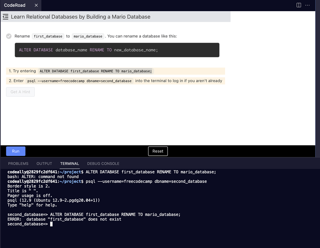 Relational Database / Mario Database Bug - Backend Development - The freeCodeCamp Forum