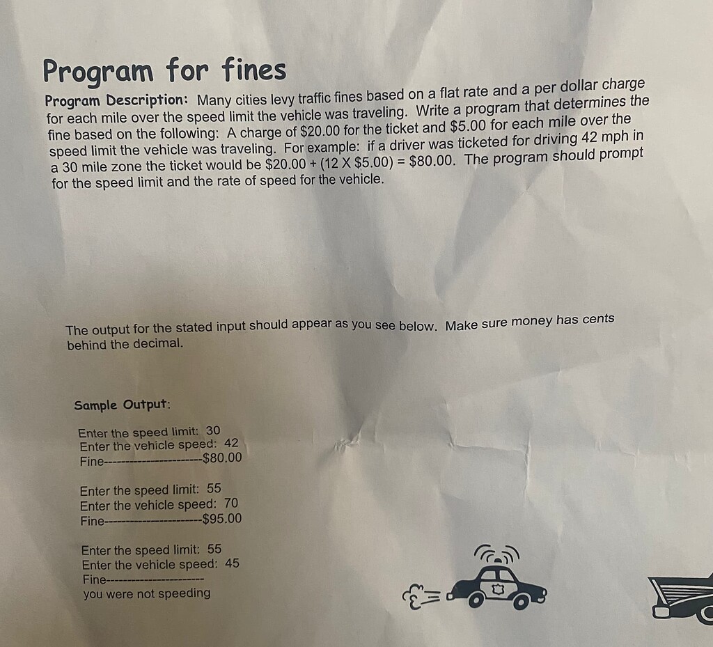 Calculate speeding fines - Python - The freeCodeCamp Forum