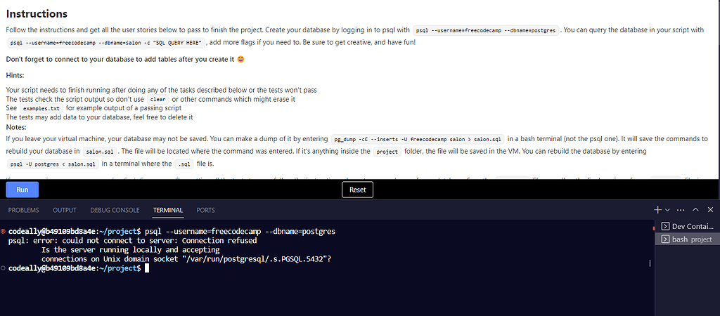 Relational Databases VS Code with Docker Connection Issue - freeCodeCamp Support - The ...