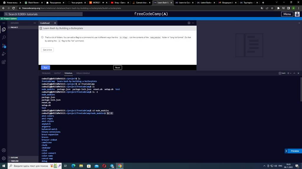 Cannot pass "List the content by adding the -l flag to the "list ...