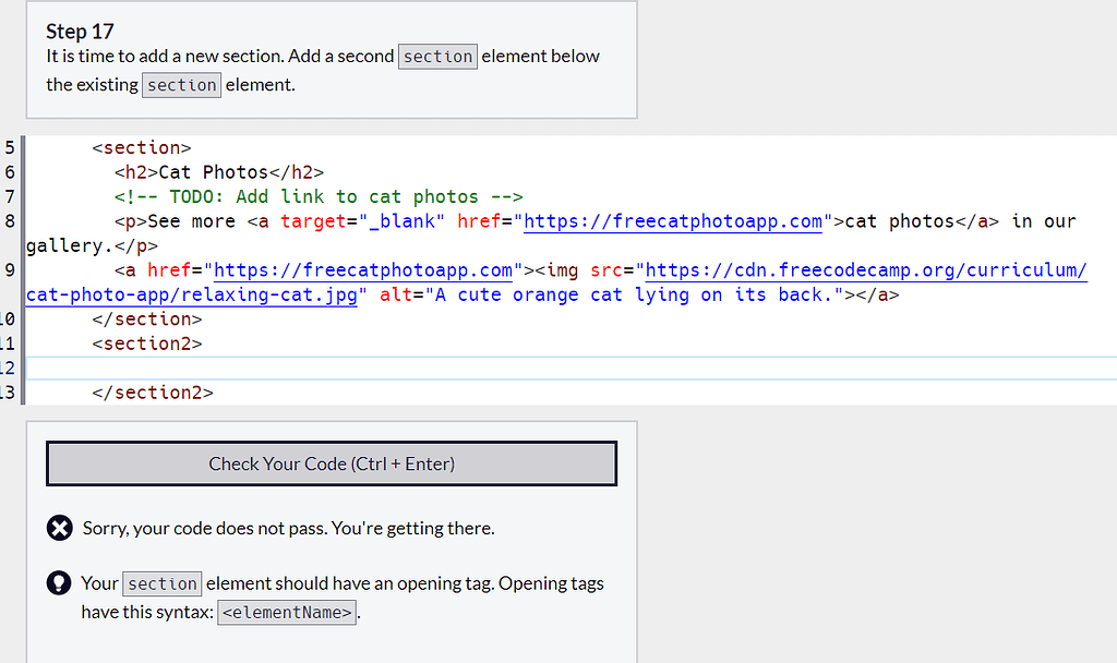 Learn HTML by Building a Cat Photo App - Step 17 - HTML-CSS - The ...